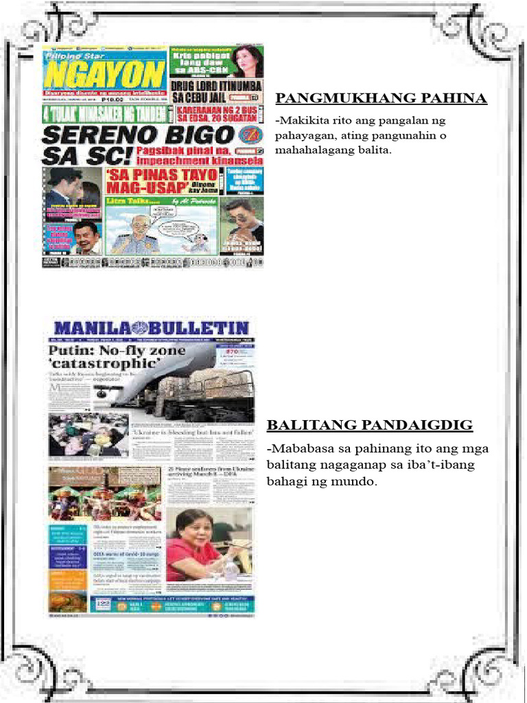 Mga Bahagi NG Pahayagan | PDF