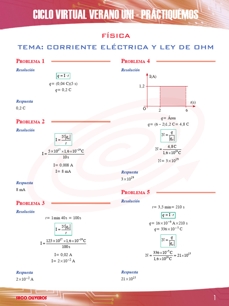 5 Fis Cap7 V UNI Practiquemos | PDF | Electricidad