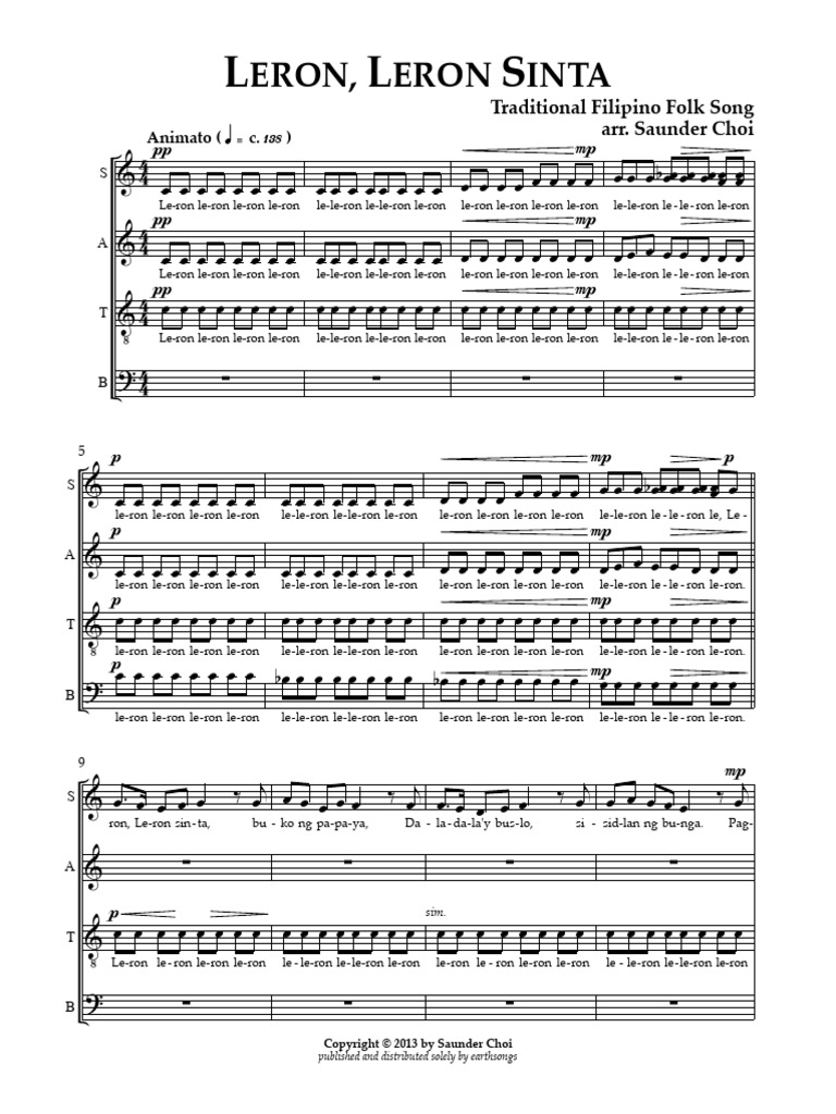 Leron, Leron Sinta (Arr. Saunder Choi) | PDF