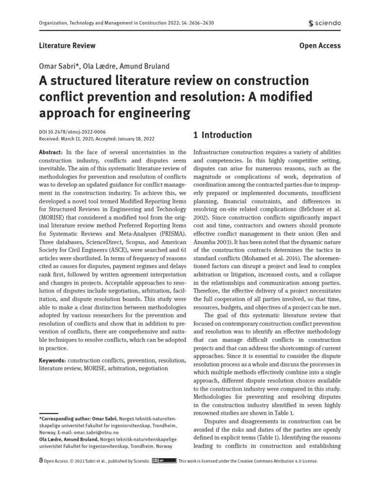 A Structured Literature Review On Construction Con | PDF | Systematic ...