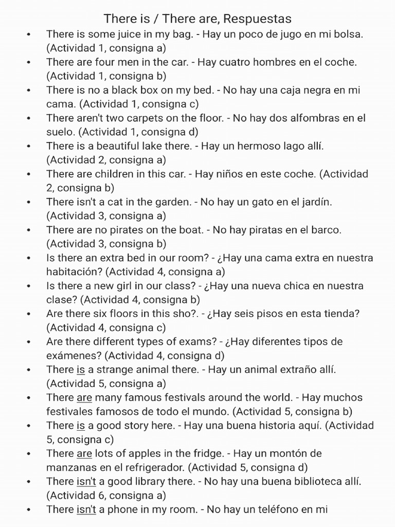 There is There are, Respuestas_240430_161402 | PDF