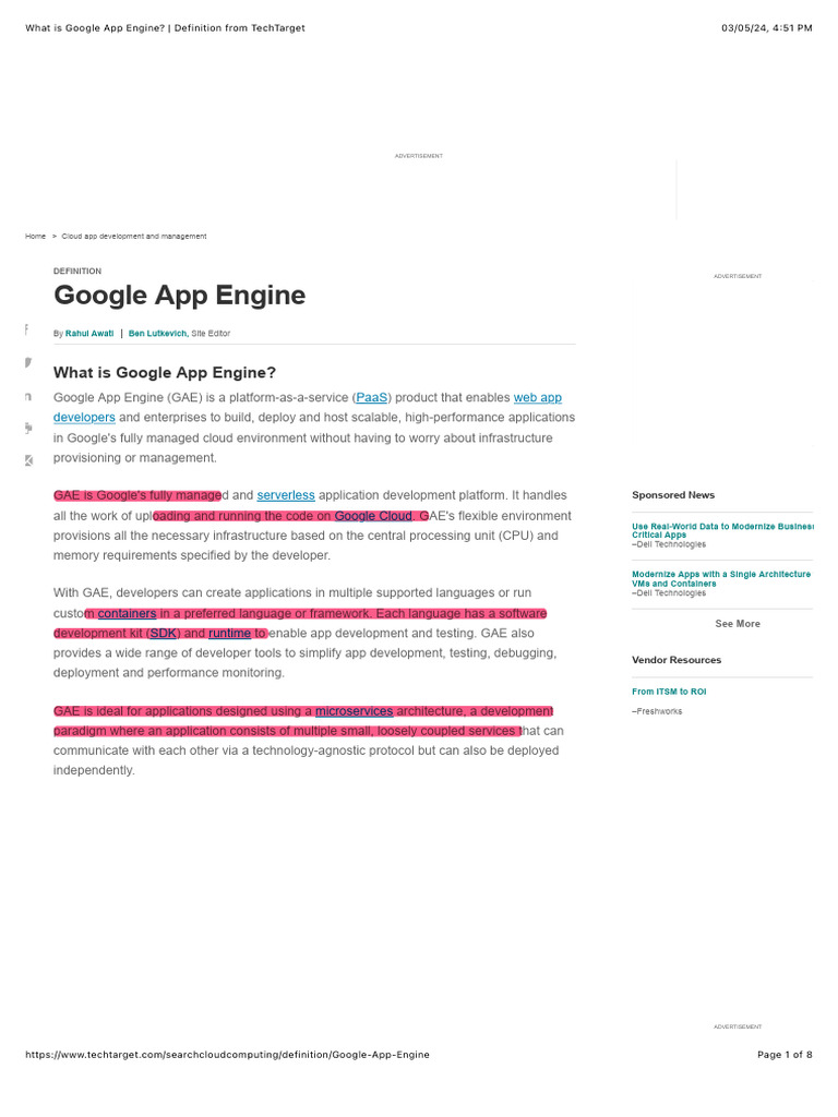 What Is Google App Engine? - Definition From TechTarget | PDF | Cloud Computing | Web Application