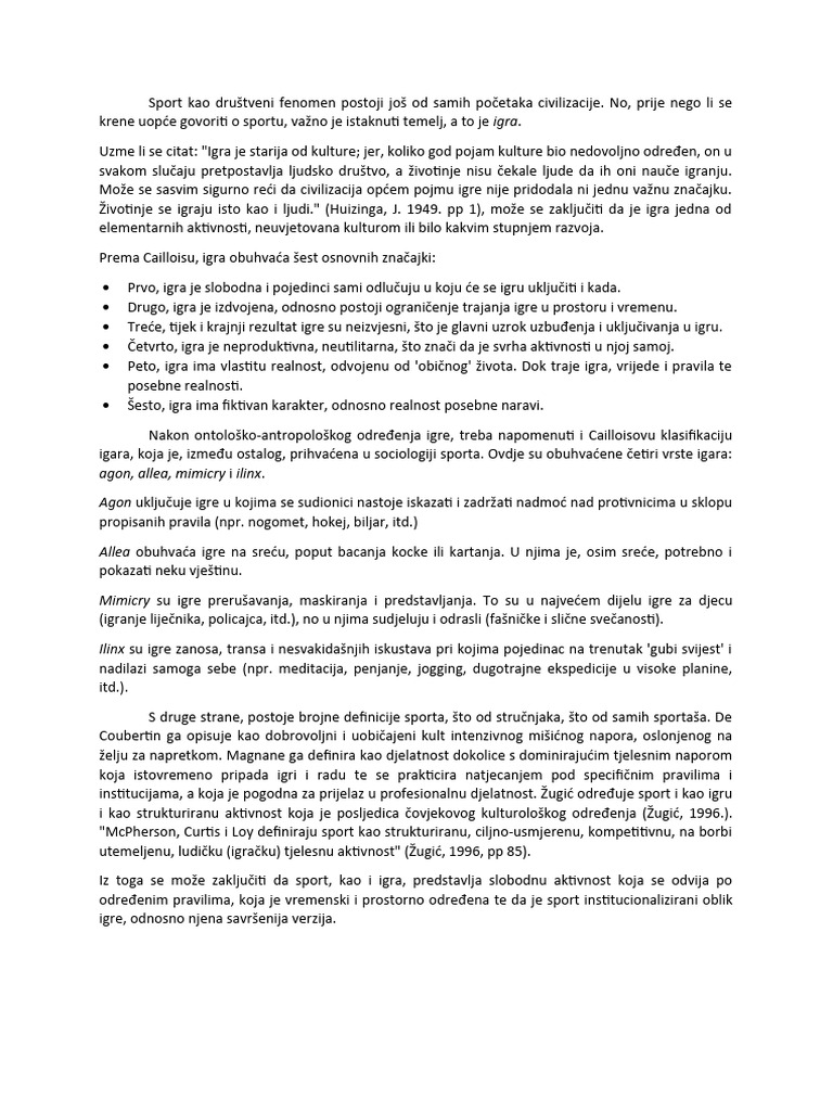 Sport Igra Uvod - BJ | PDF