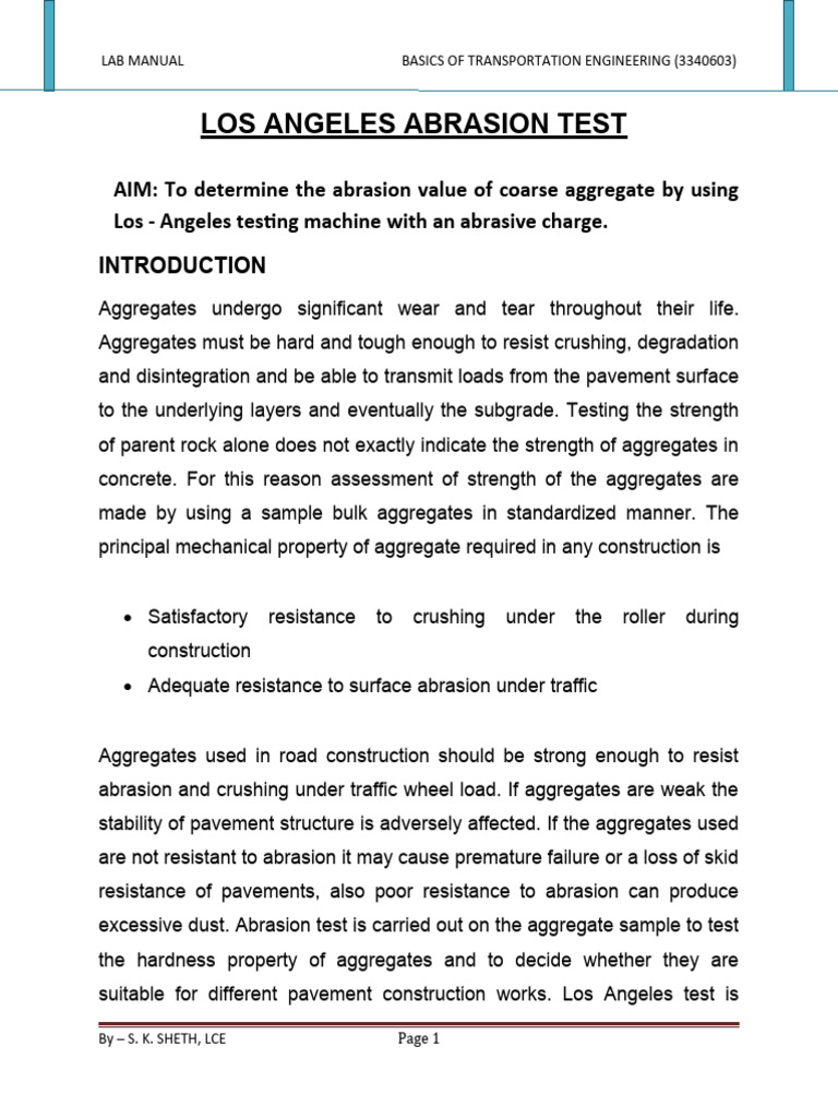 Abrasion Test of Aggregates | PDF | Construction Aggregate | Wear