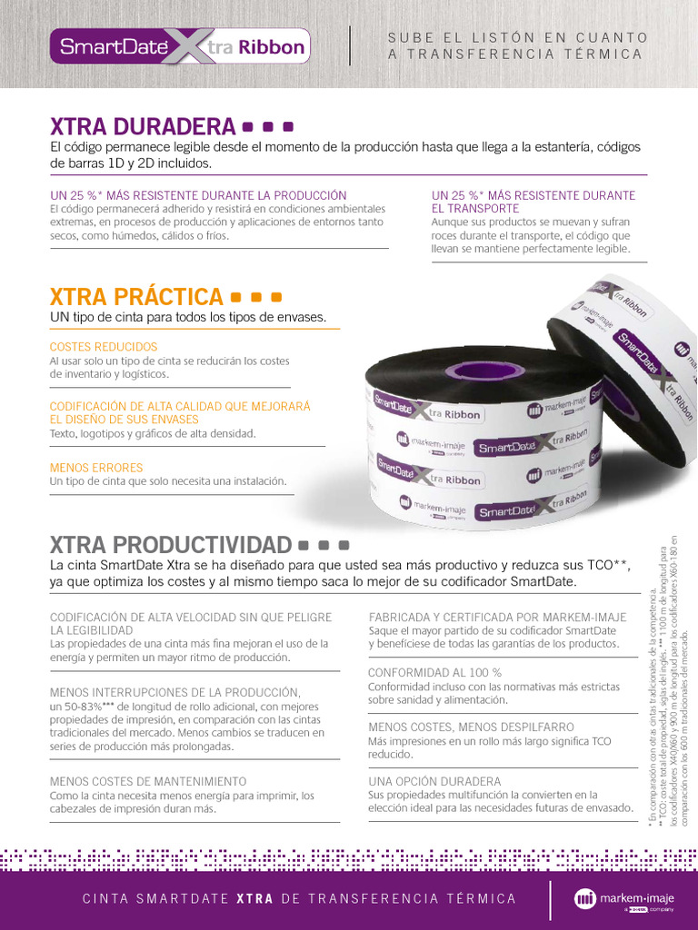 Cinta SmartDate Xtra de Markem-Imaje | PDF