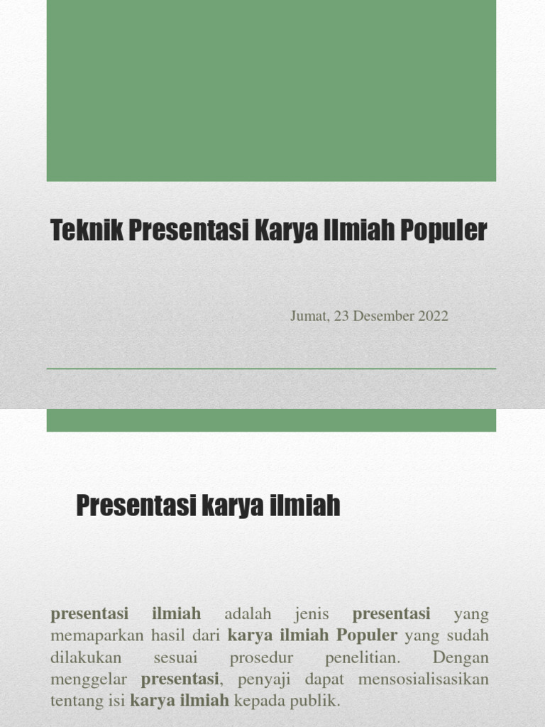 Teknik Presentasi Karya Ilmiah Populer Pdf Pdf