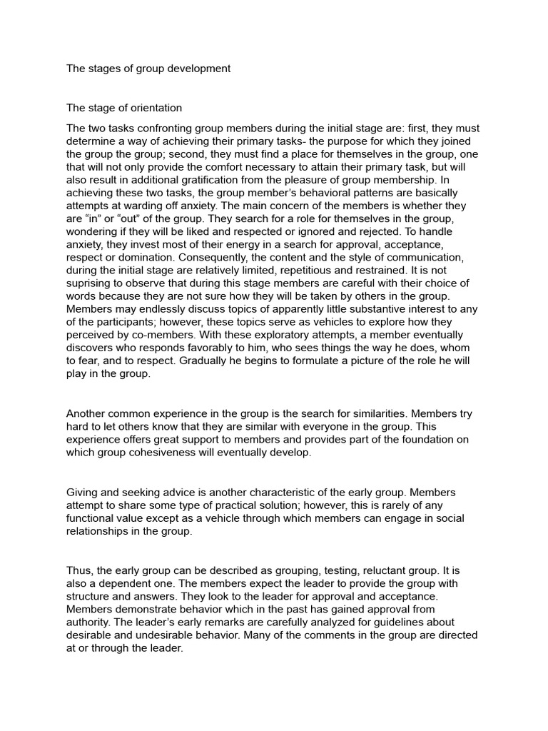 The Stages of Group Development | PDF | Intimate Relationships | Experience