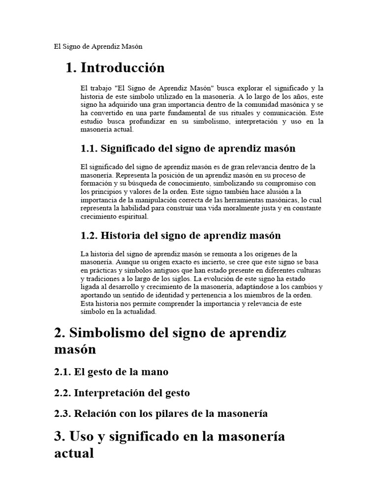 Significado del Signo de Aprendiz Masón | PDF