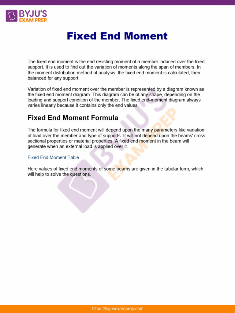 Fixed End Moment Gate Notes 41 | PDF | Beam (Structure) | Bending