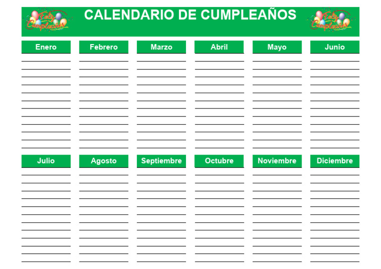 Registro de Cumpleaños Anual | PDF