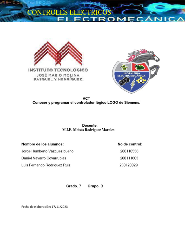 Programación del Controlador LOGO! de Siemens | PDF | Controlador ...