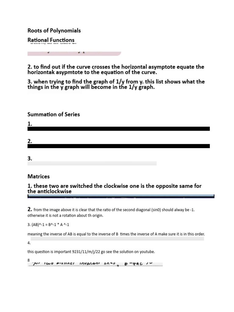 Further Pure 1 PP Notes | Download Free PDF | Matrix (Mathematics ...