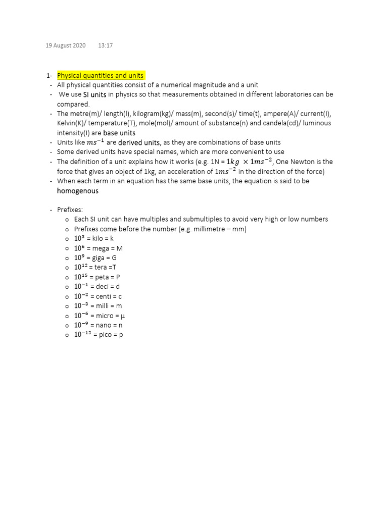 As Level Physics Notes For Paper 1 and 2 | PDF