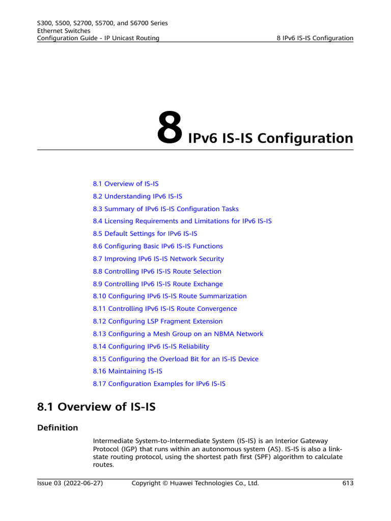 01-08 IPv6 Is-Is Configuration | PDF | I Pv6 | Computer Network