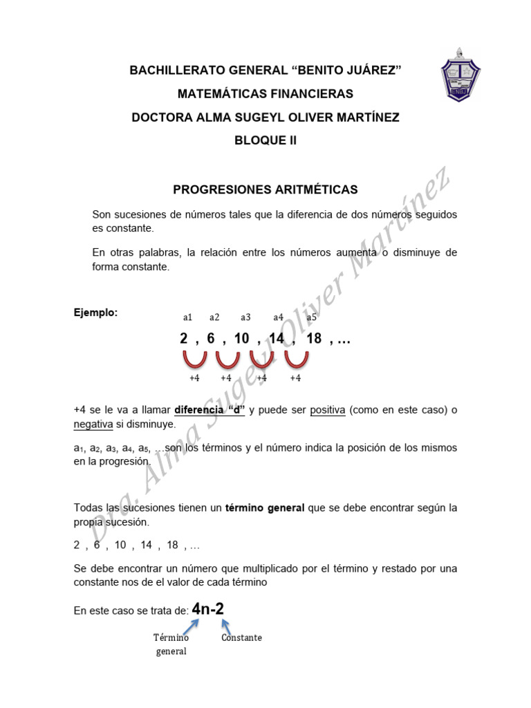 Progresiones Aritméticas | PDF | Secuencia | Matemáticas