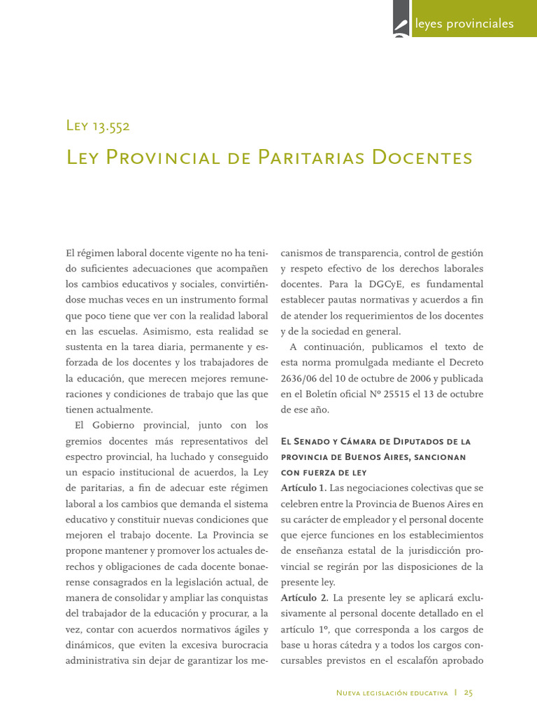 Ley 13552: Paritarias Docentes en Buenos Aires | PDF | Derecho laboral ...
