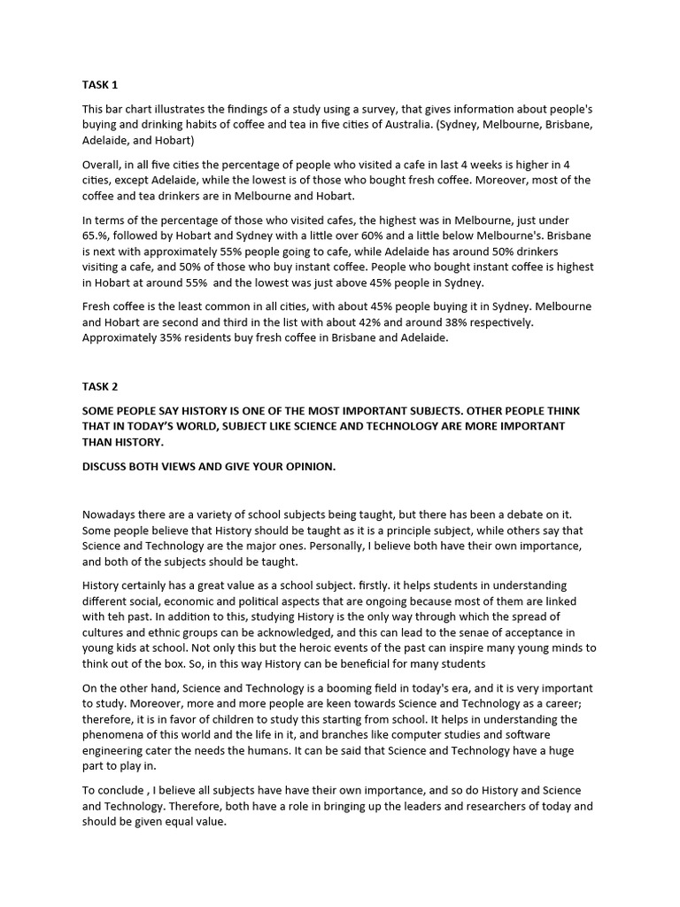 Academic Writing Task For 7.5 Band | PDF | Coffeehouse | Science