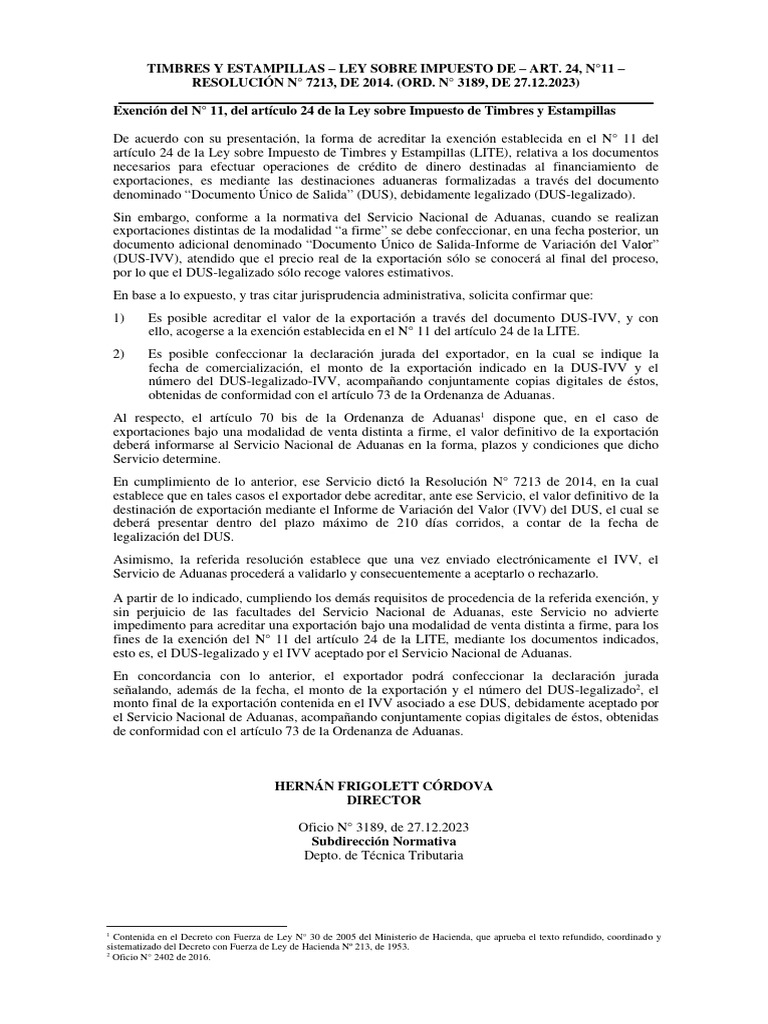 Exención Impuesto Exportación: DUS-IVV | PDF | aduana | Gobierno