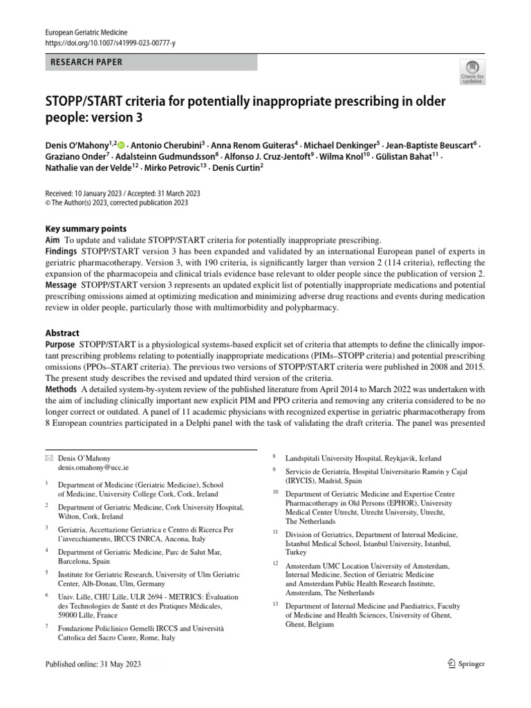 STOPP START Prescription Mahony DO 2023 | Download Free PDF | Health ...