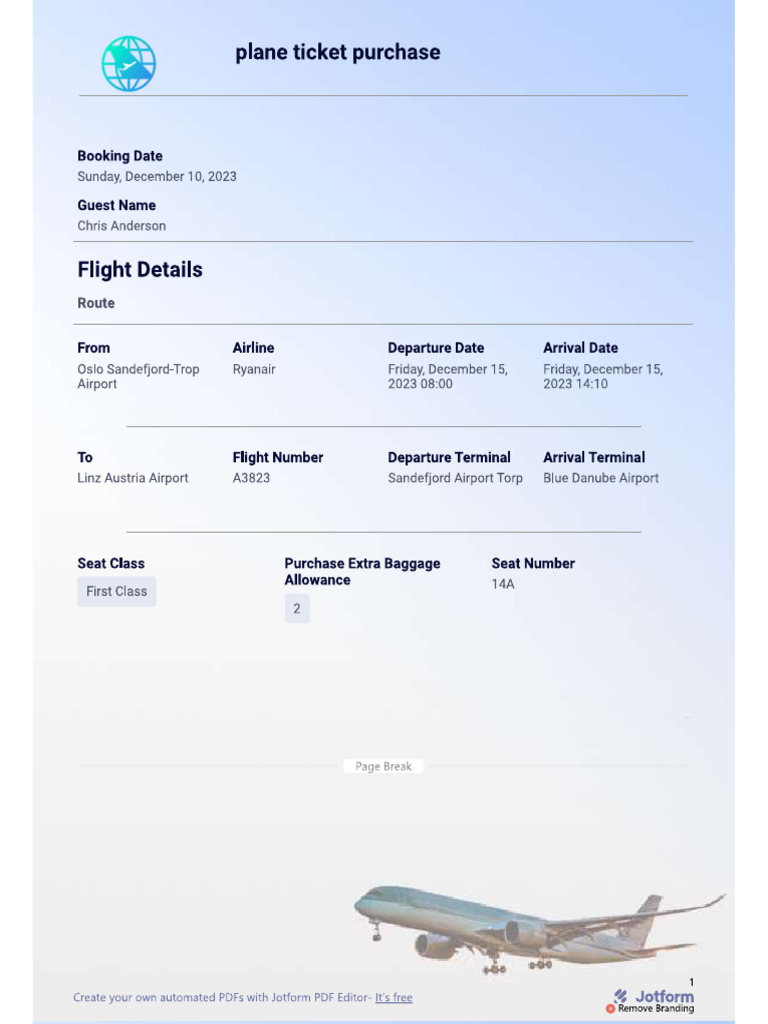 Chris Anderson Flight Receipt | PDF
