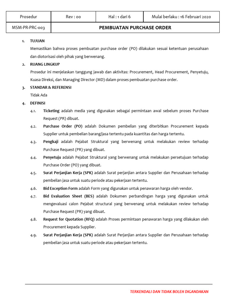 Prosedur Pembuatan Purchase Order (R0) IW | PDF | Teknologi & Rekayasa