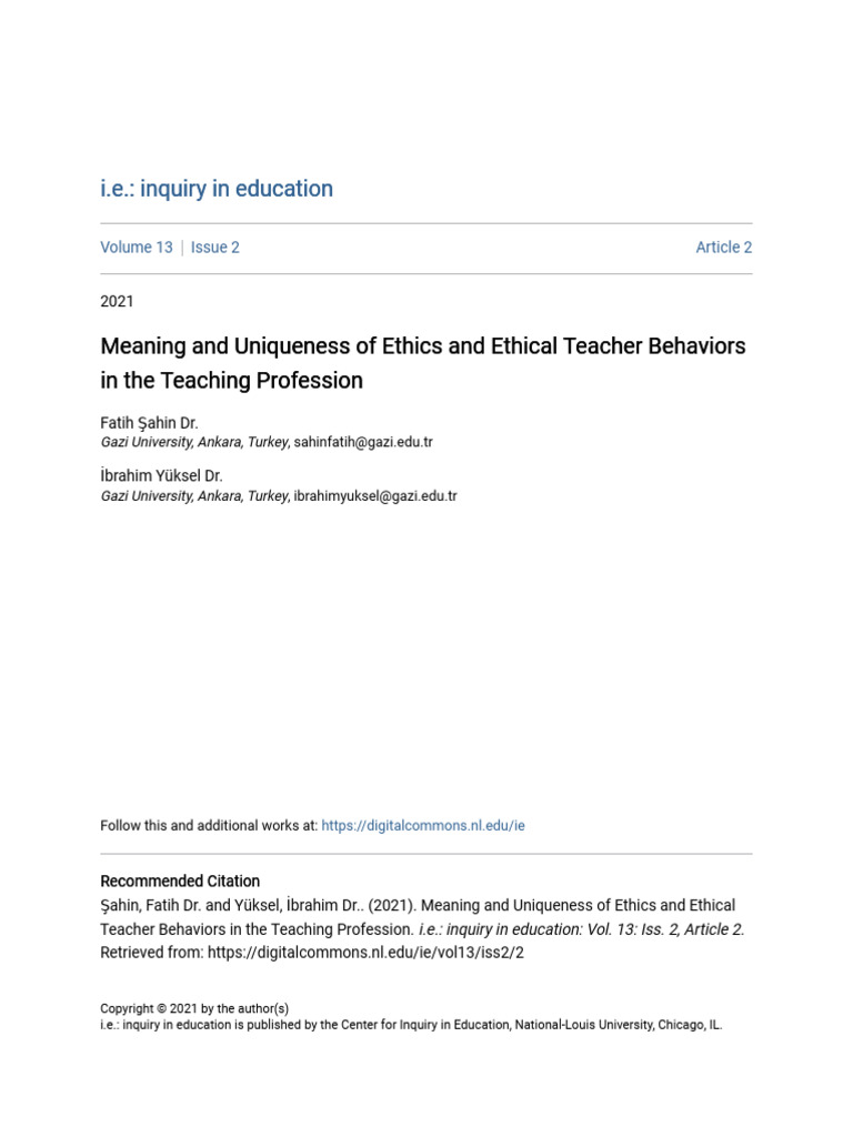 Ethical Teacher Behaviors | PDF | Teachers | Professional Ethics