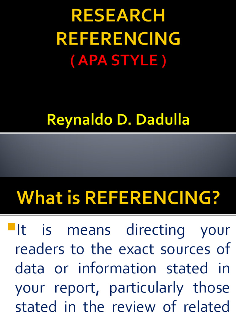 Apa Style Referencing | PDF | Citation | Apa Style