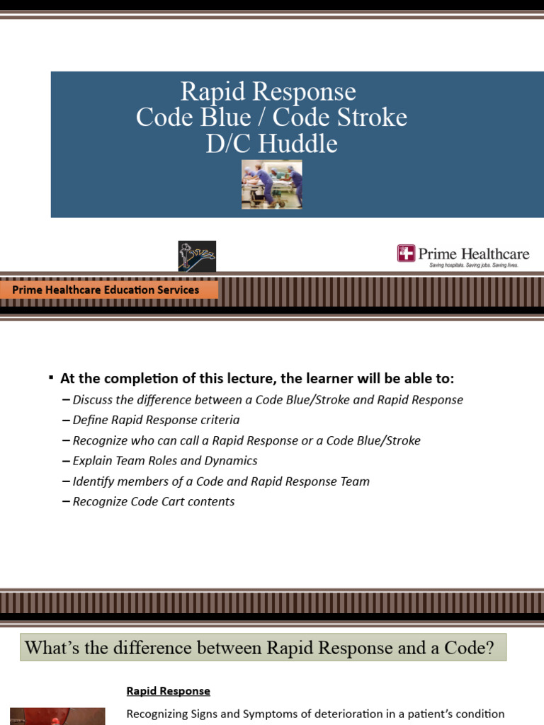 Selvan Rapid Response Presentation | PDF | Stroke | Cardiac Arrest