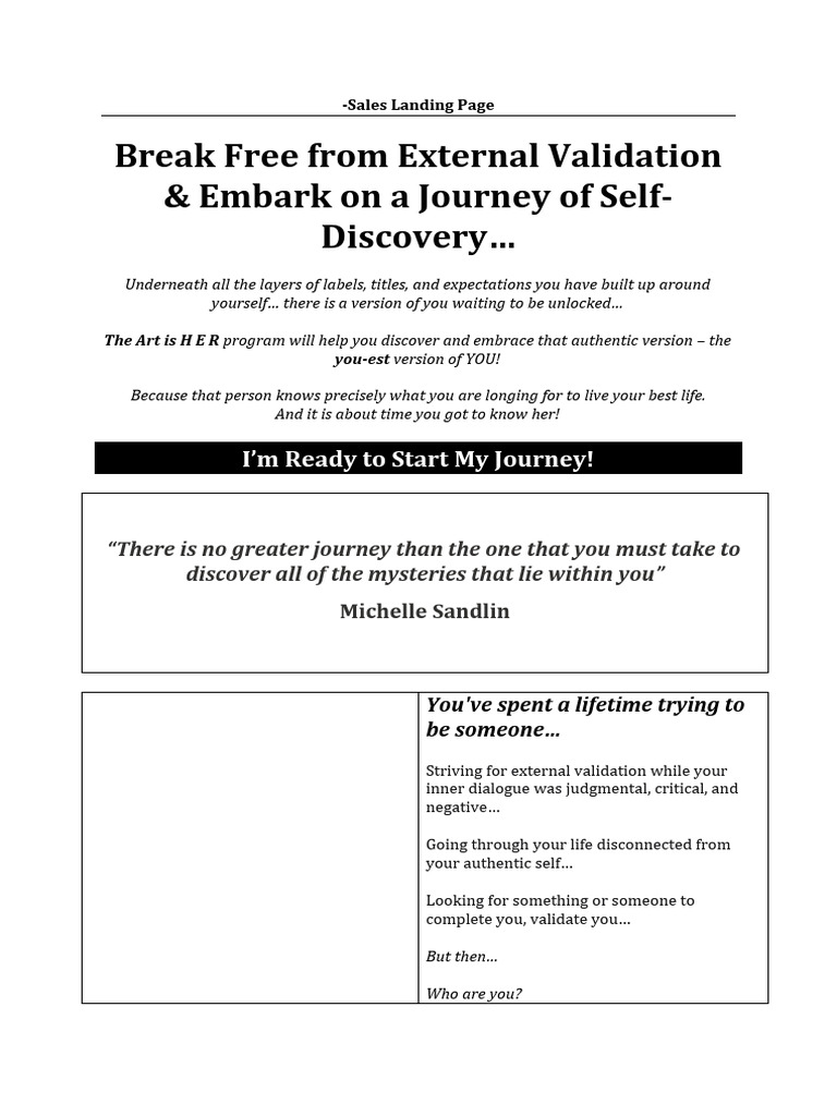 Discovering Yourself Course Coaching Landing Page | PDF | Self Esteem ...