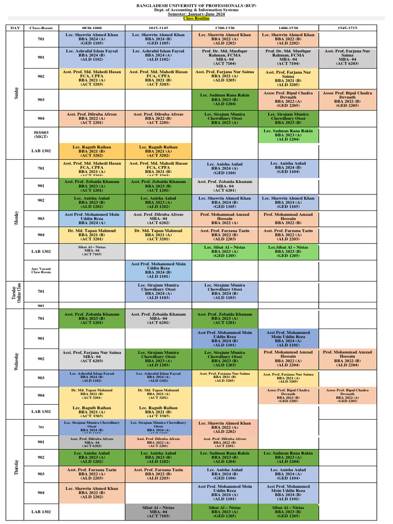 Class Routine NEW | PDF | Business