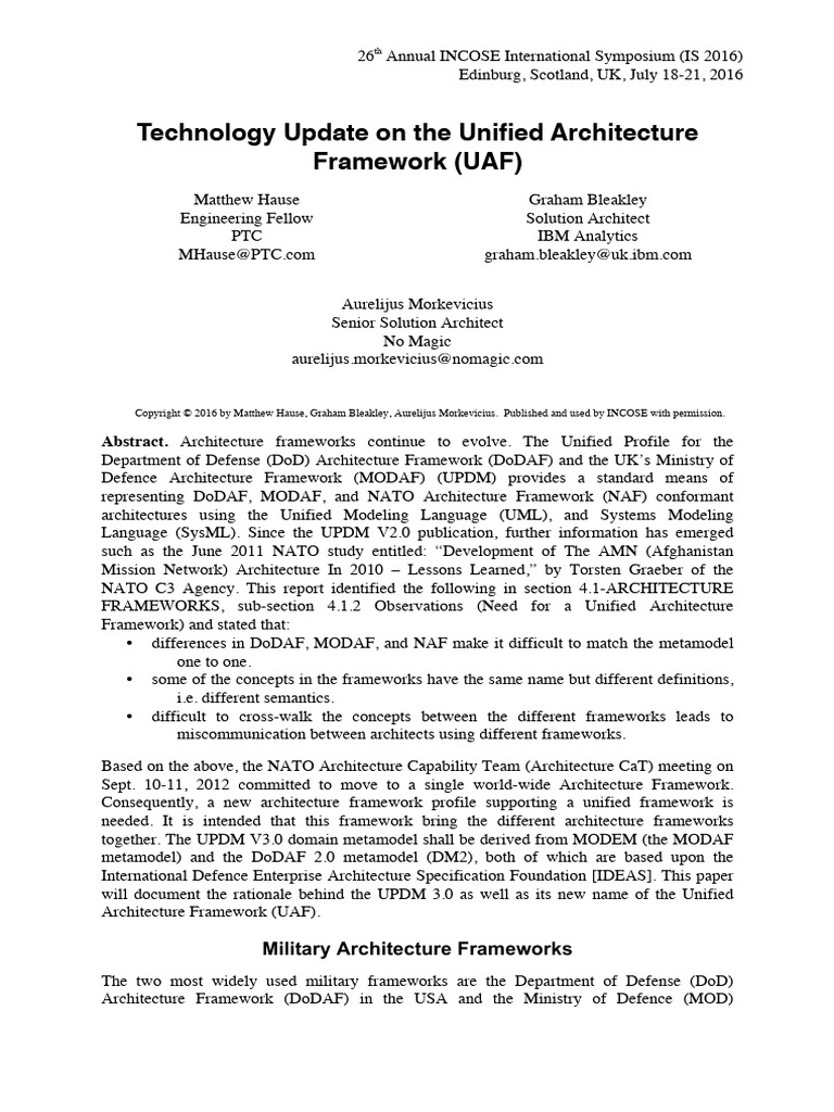 Hause, Evolution of UAF [2016] | PDF | Conceptual Model | Systems ...