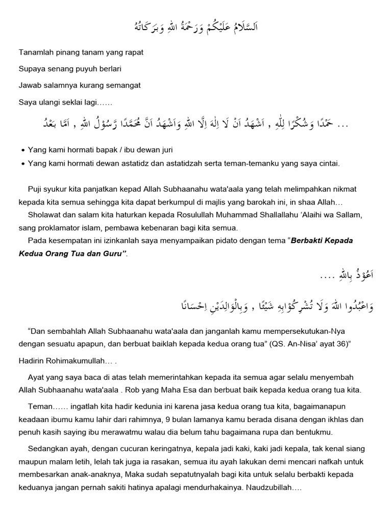 Teks Pidato BHS Indo Lomba Olympiade 2021 | PDF | Seni & Disiplin Bahasa | Agama & Spiritualitas