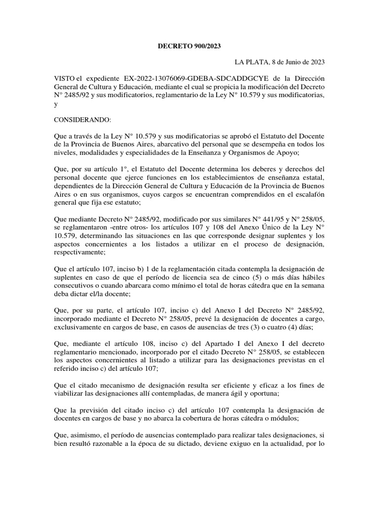 Decreto 900-23 | PDF | Enseñando | Gobierno