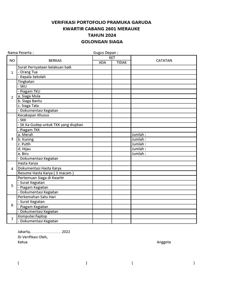 Verifikasi Portofolio Pramuka Garuda | PDF Verifikasi Portofolio Pramuka Garuda | PDF