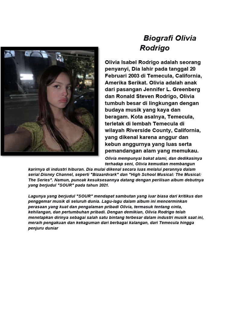 Biografi Olivia rodrigo | PDF