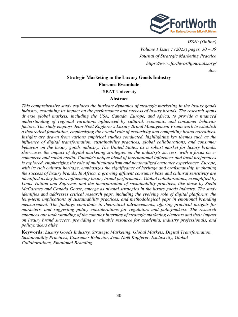 Strategic Marketing in The Luxury Goods Industry | PDF | Brand ...