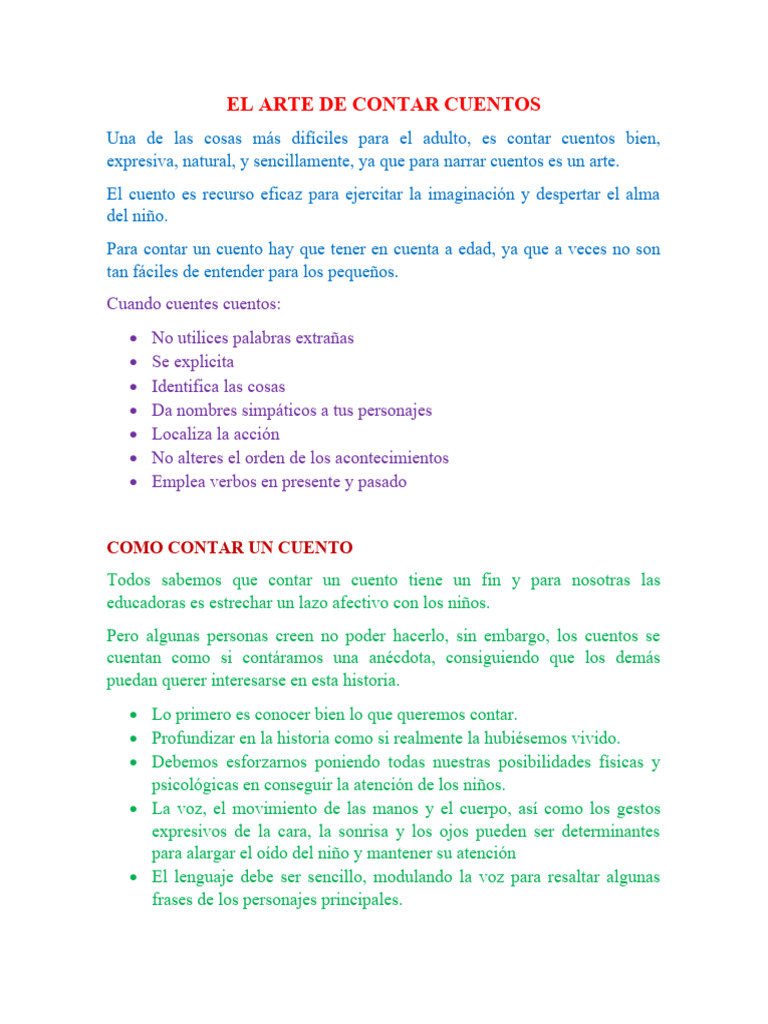Técnicas para Contar Cuentos Efectivos | PDF | Cómics | Literatura infantil
