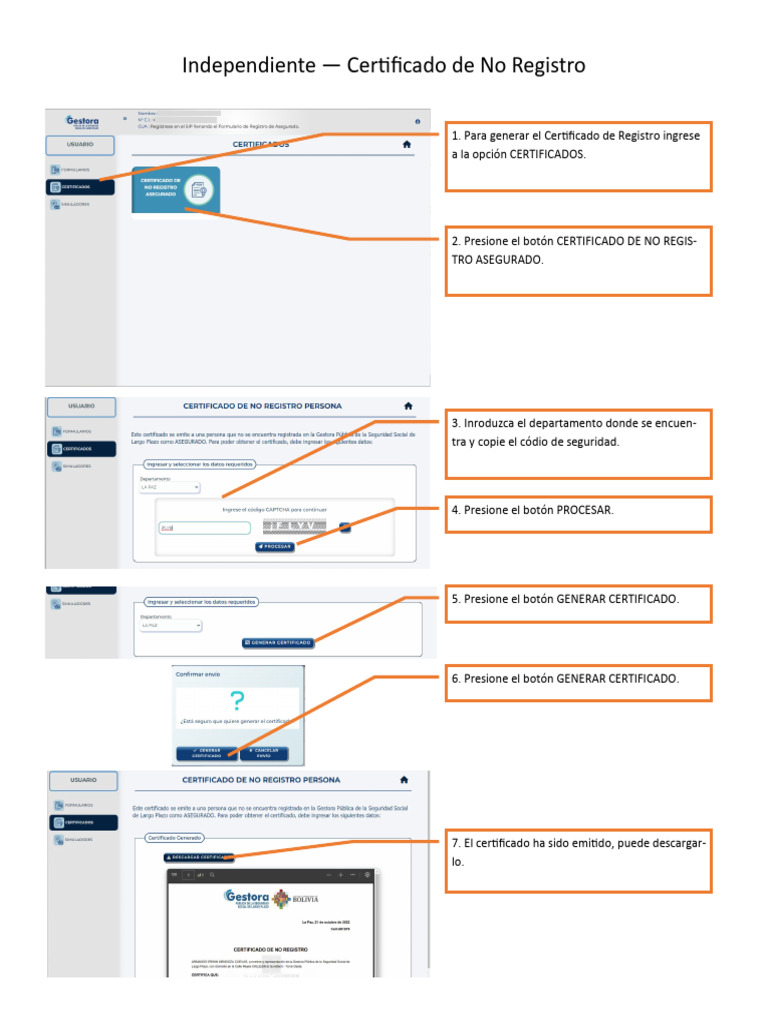 Generar Certificado de No Registro | PDF | Informática