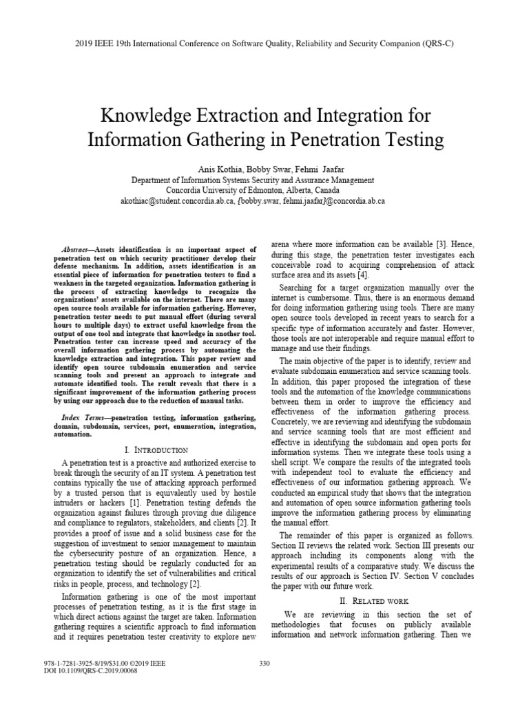 Knowledge Extraction and Integration For Information Gathering in ...