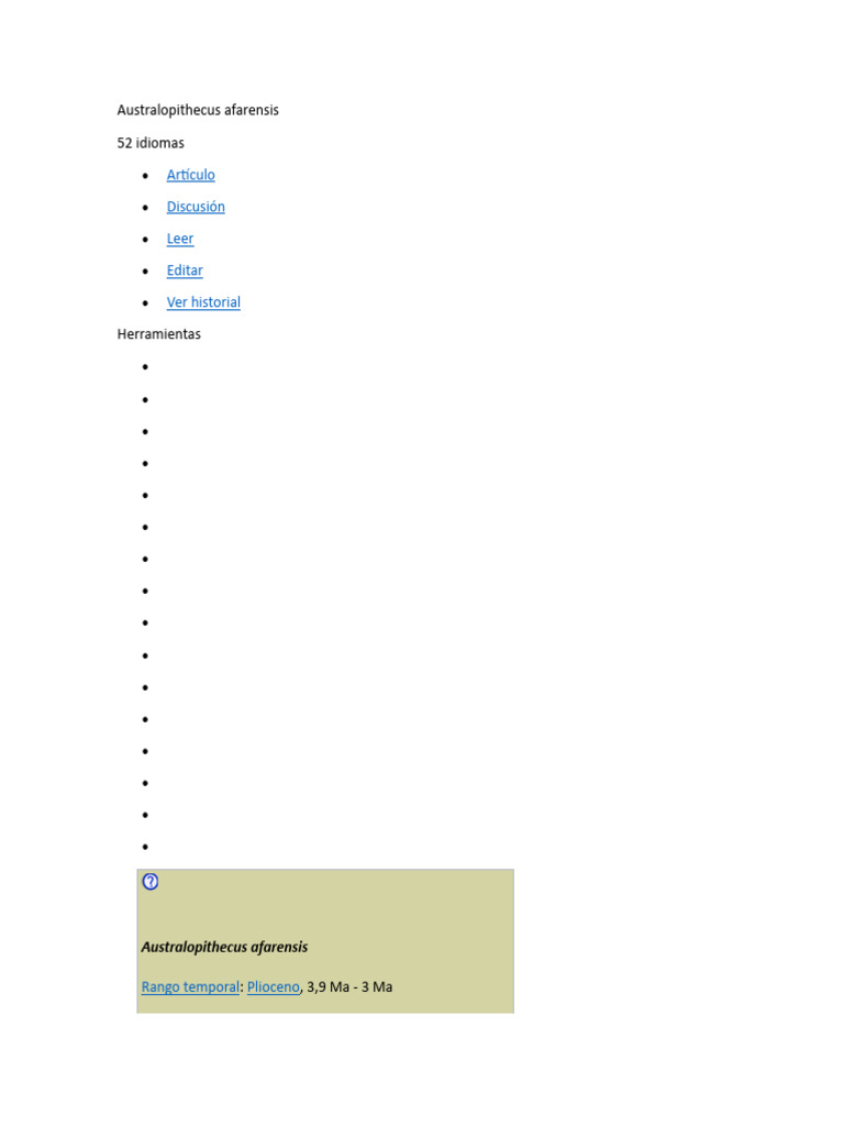 Australopithecus Afarensis | Descargar gratis PDF | Hominini | Paleoantropología