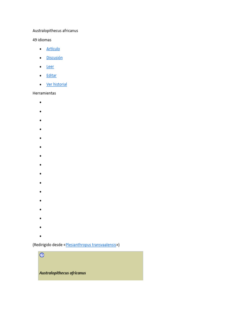 Australopithecus Africanu1 | PDF | Hominini | Antropologia Biologica