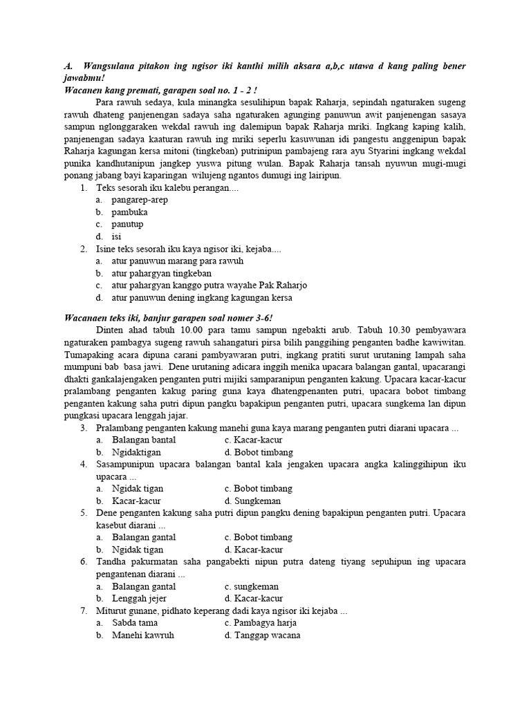 PAS B.JAWA KELAS 9 | PDF