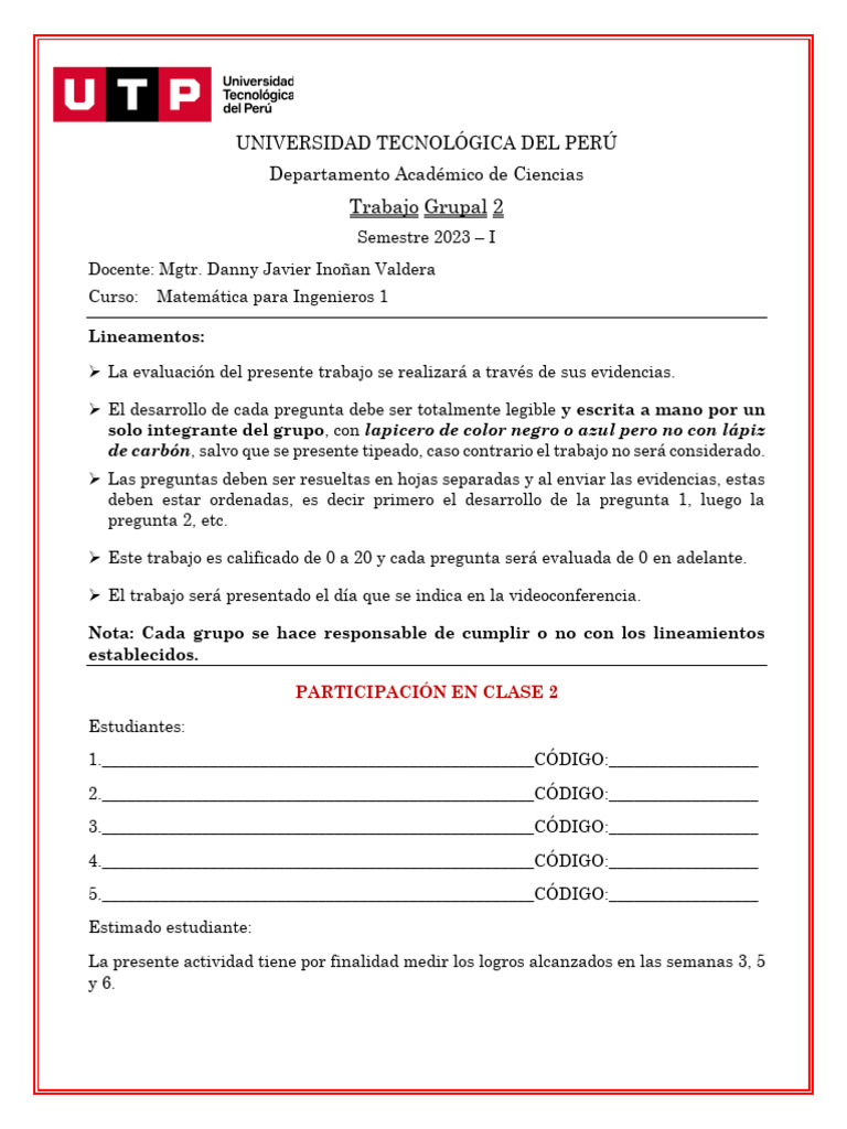 Trabajo Grupal - Participación de Clase 2 | PDF