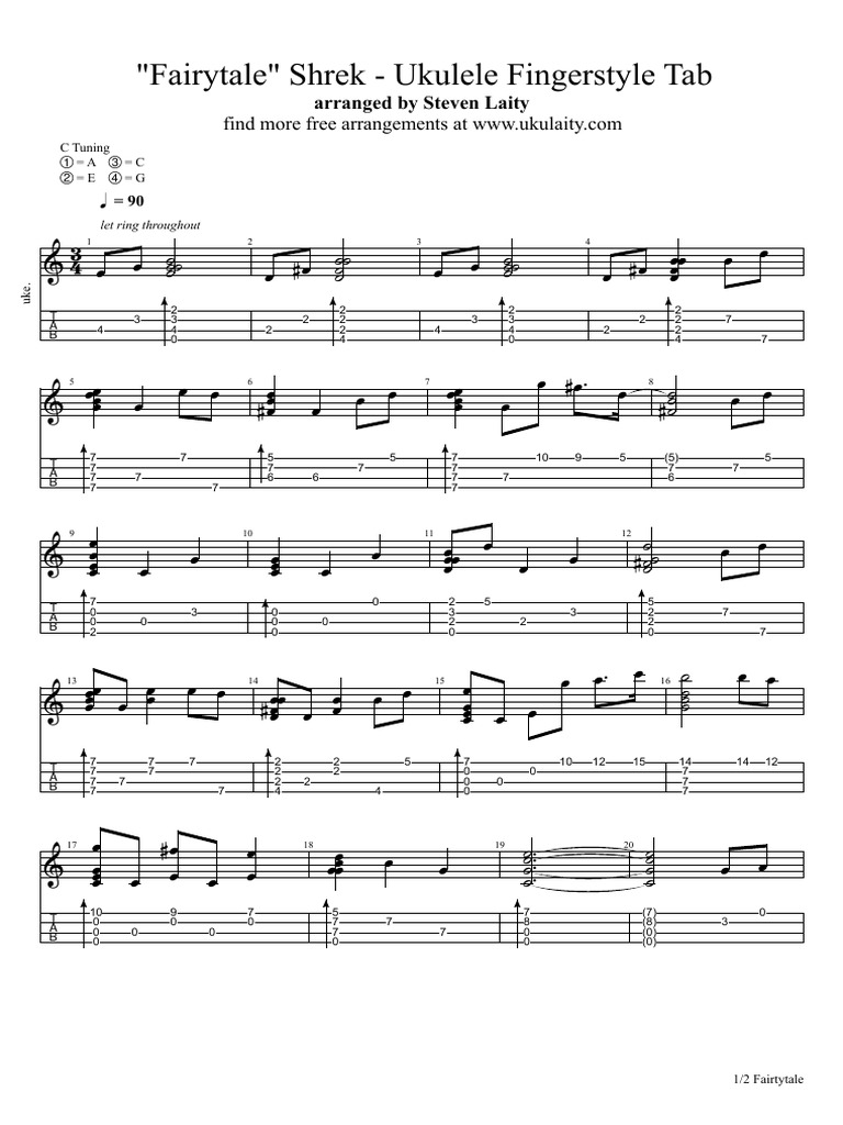 Shrek Fairytale Ukulele Tab | PDF