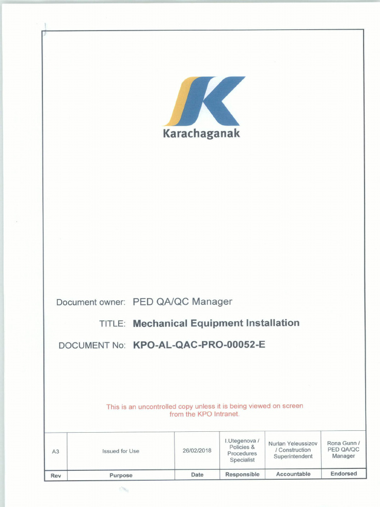 Mechanical Equipment Installation | PDF