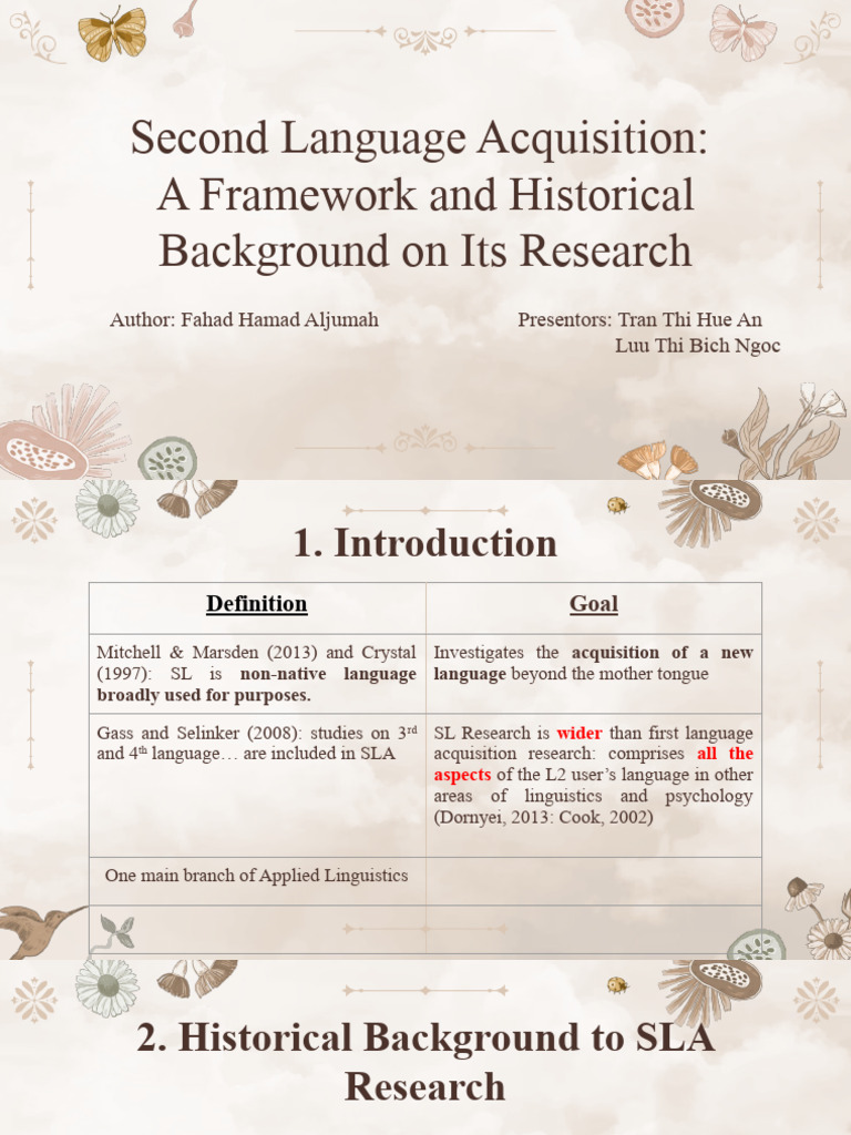 SLA Presentation Nhóm 3 | PDF | Second Language Acquisition | Language ...