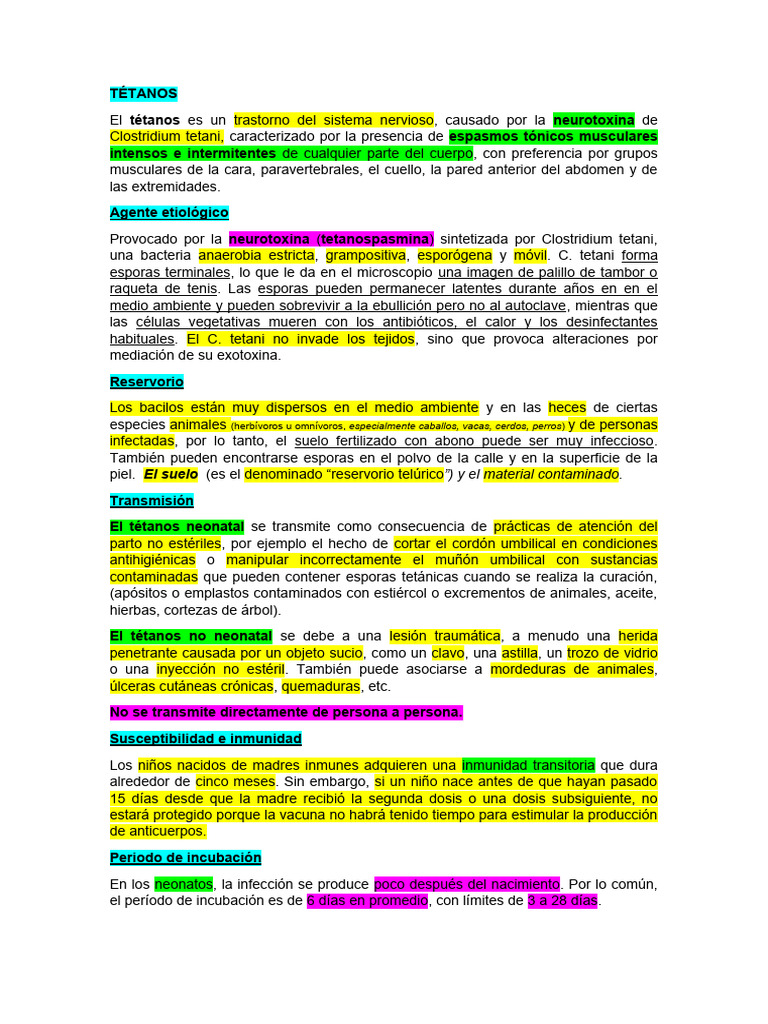 Tétanos Neonatal | PDF | Especialidades Medicas | Medicina CLINICA
