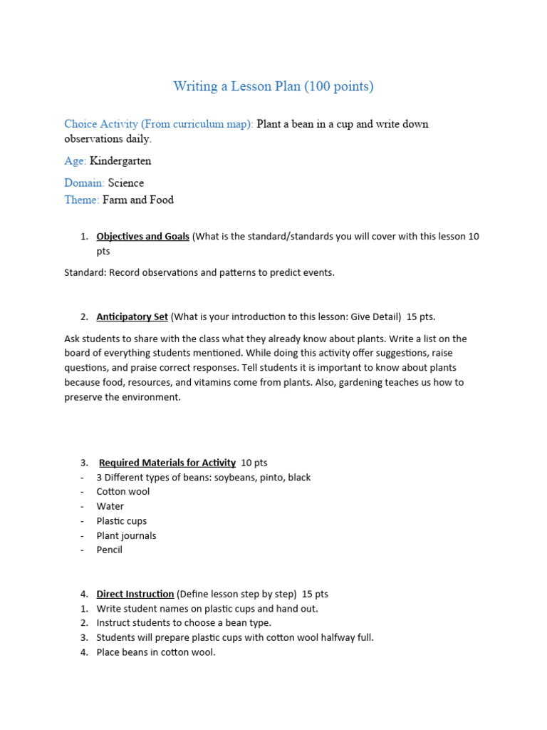 writing a lesson plan | PDF | Lesson Plan | Plants