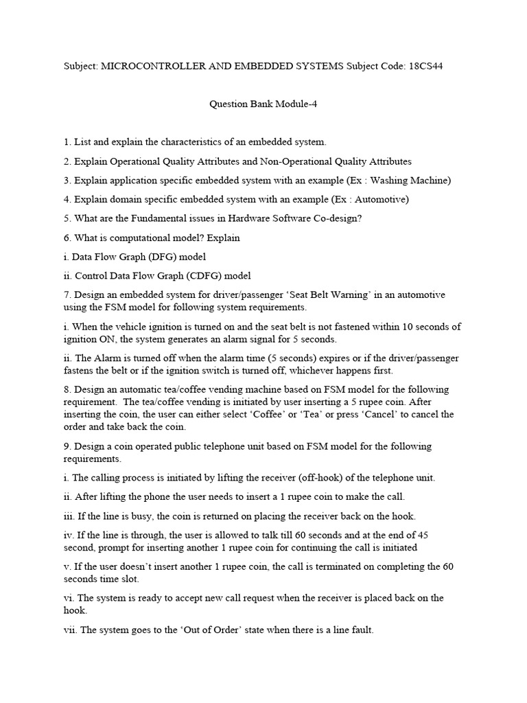 Embedded Systems Question Bank | PDF | Embedded System | Source Code