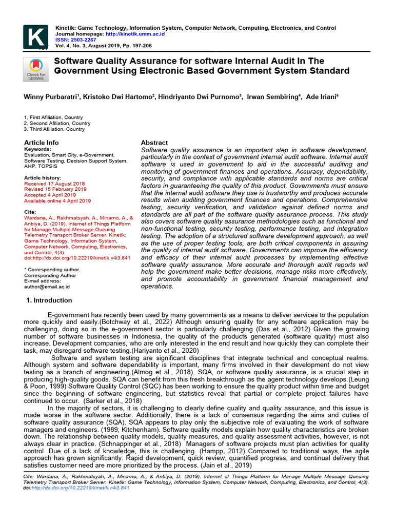 00 - Software Quality Assurance For Software Internal Audit in The ...